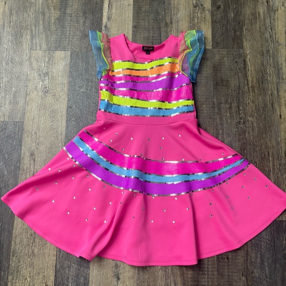 JoJo Siwa | Dresses | Jojo Siwa Pink Rainbow Sequin Dress Size Large 12 ...
